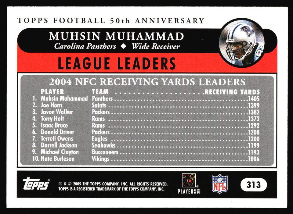 2005 Topps Muhsin Muhammad #313 Carolina Panthers | eBay