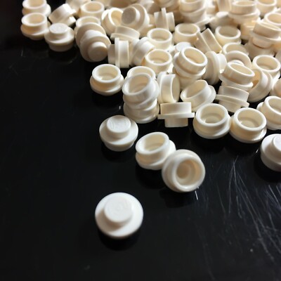 100 per lot NEW LEGO White 1x1 Round Plates (6141/614101) dot cap snow ...