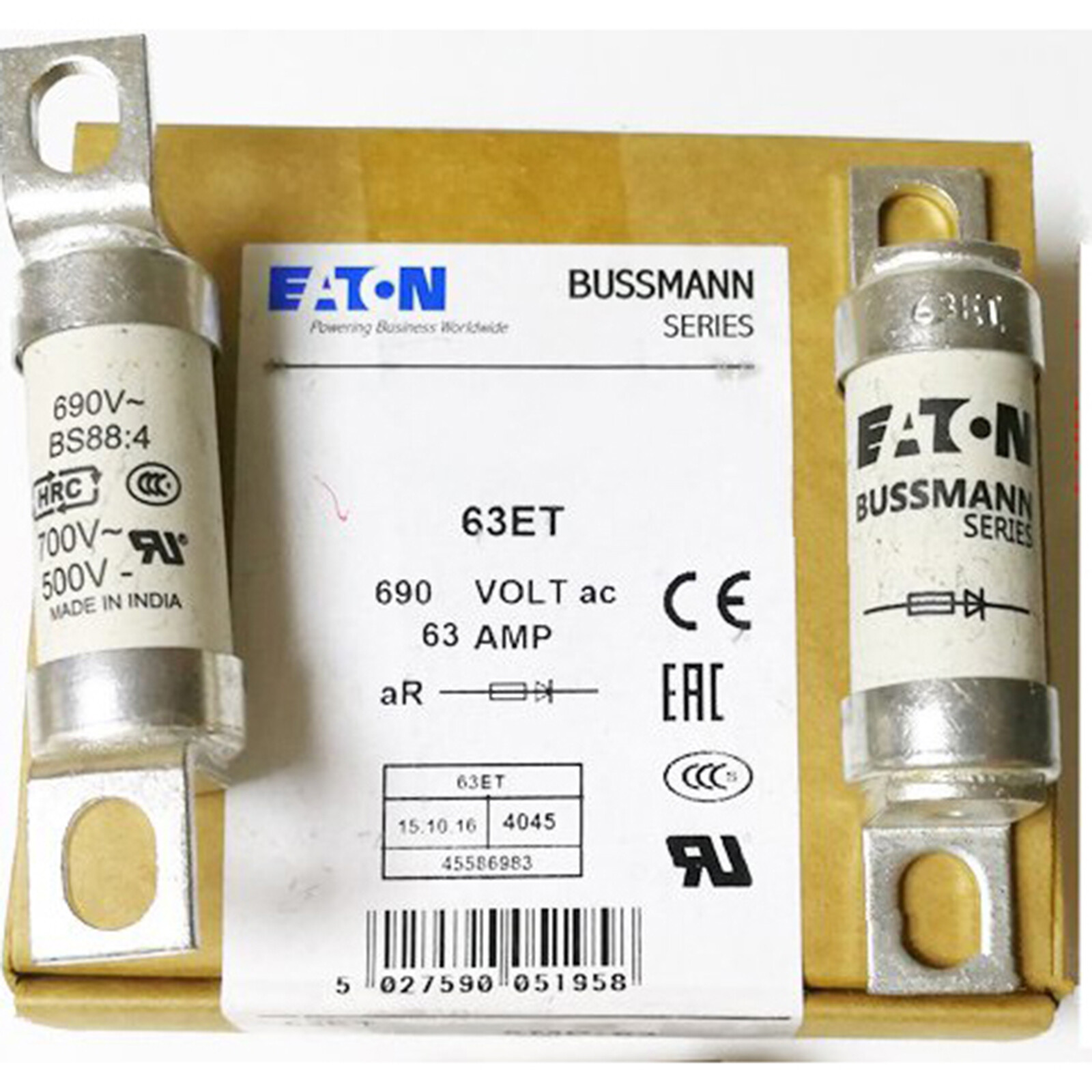 10PCS NEW Bussmann EATON Fuse BS88:4 63ET 63A 690V spot stock /db | eBay