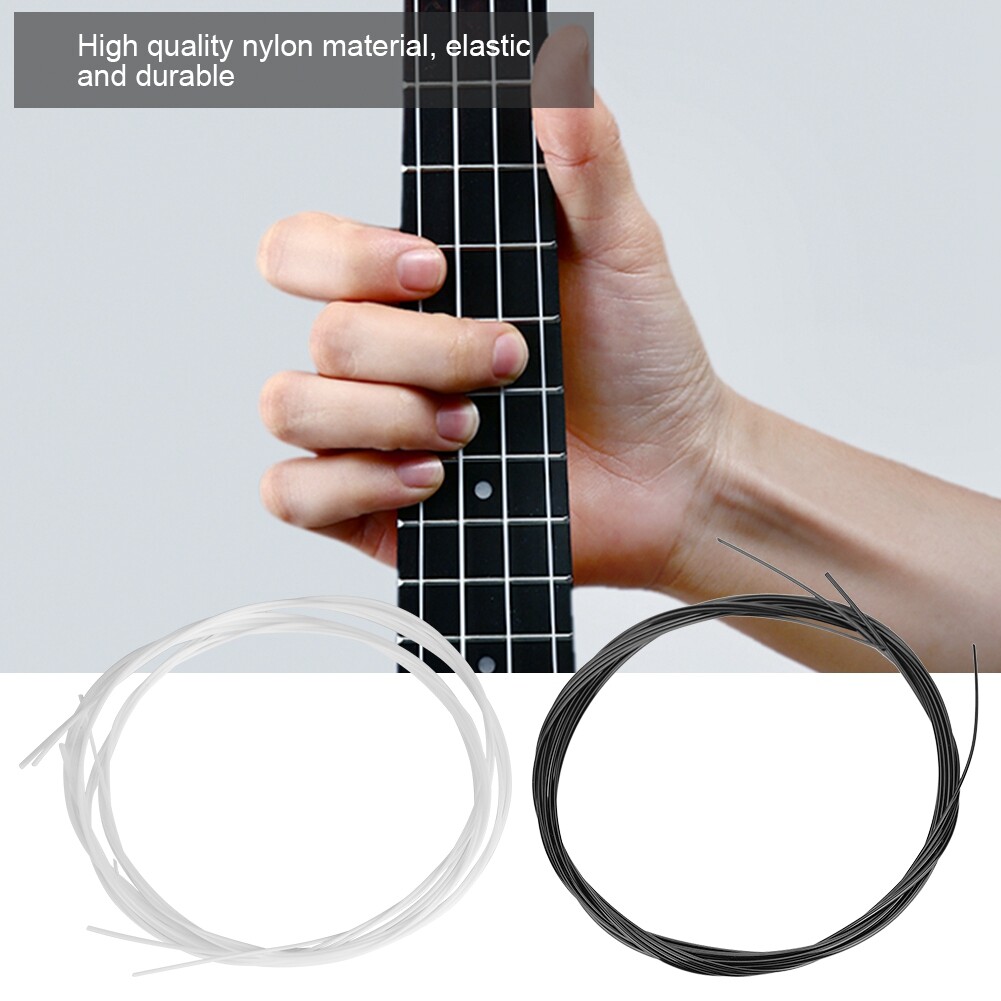 2 Sets 27inch White & Black Nylon Strings Replacement Part For Ukulele ...