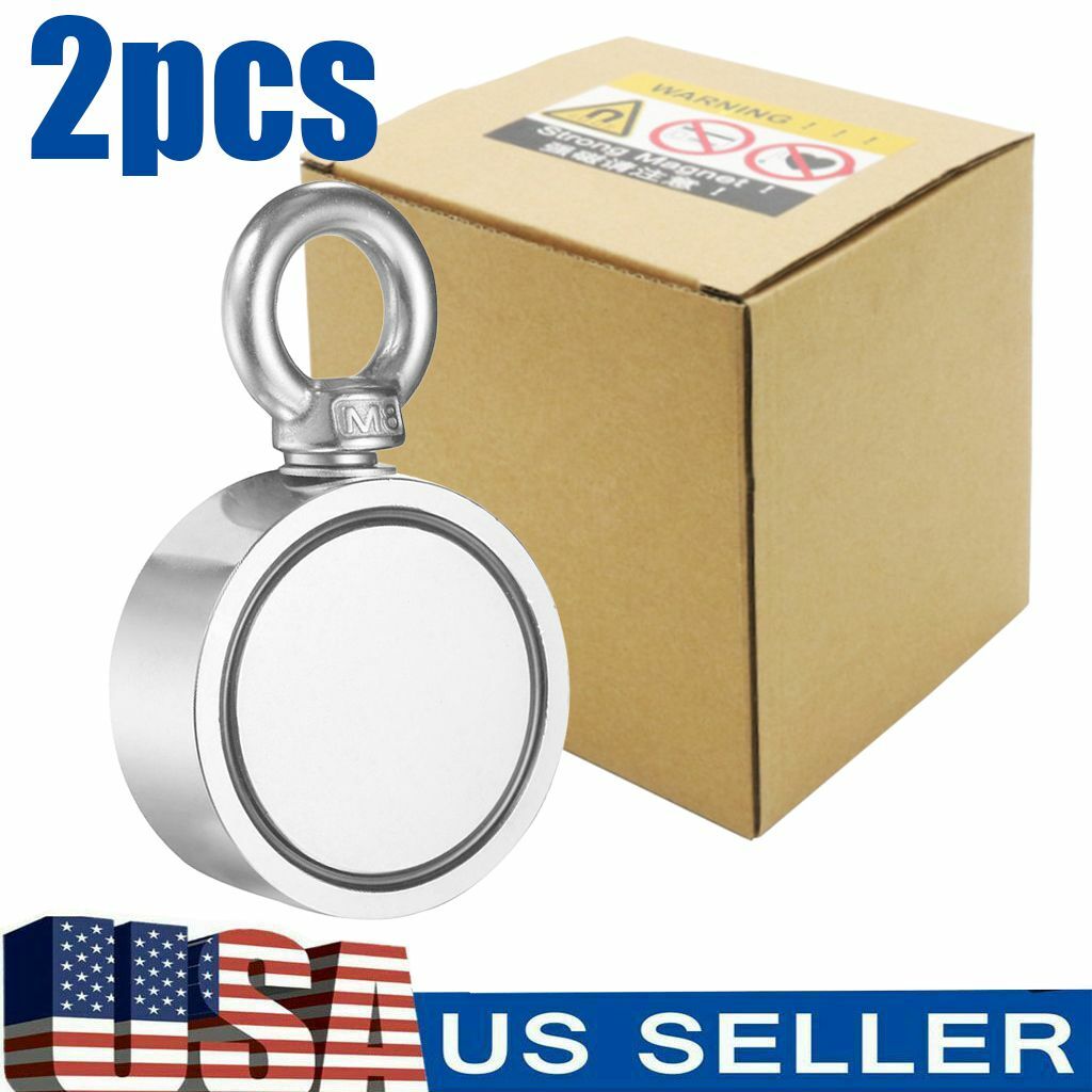2pcs Fishing Magnet Kits, Combined 2000 Lbs Pull Force, Double Sided ...