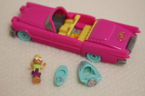 Vintage 1995 Polly Pocket "Pool Party On The Go" out and about pink car ...