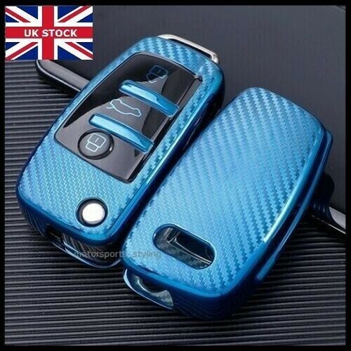 Carbon Blue Key Cover Case Fob For Audi A1 A3 S3 A4 S4 A5 S5 A6 RS6 TT ...
