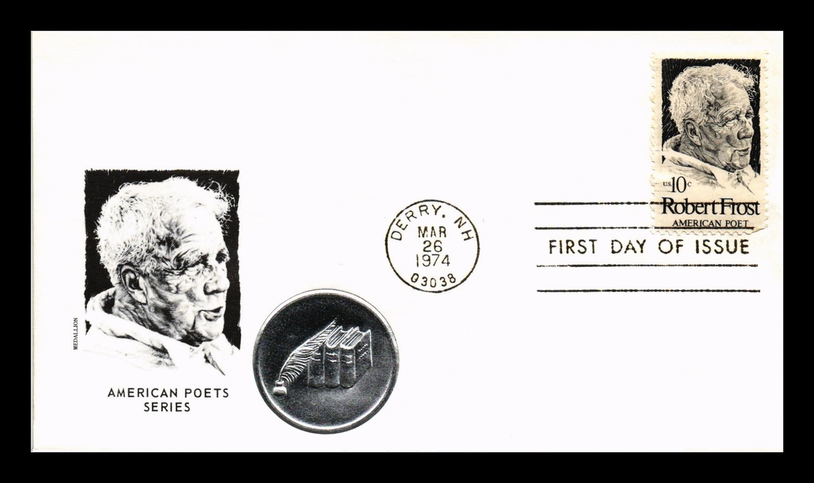 DR JIM STAMPS US COVER ROBERT FROST AMERICAN POET FDC MEDALLION CACHET ...