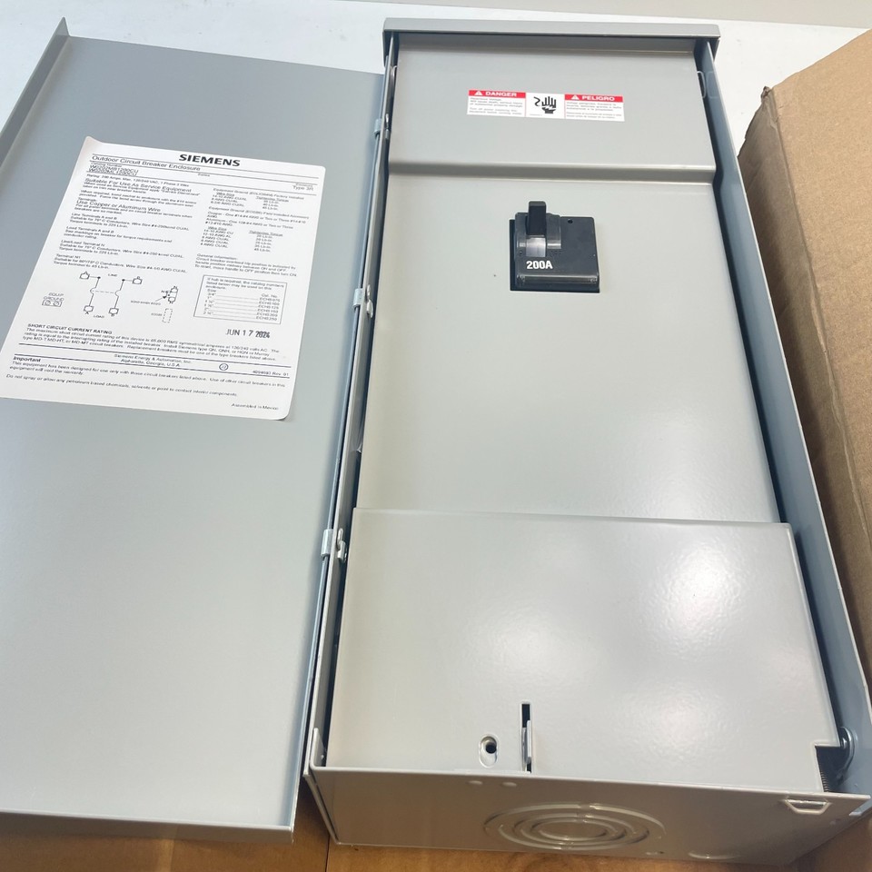 SIEMENS W0202MB1200CU Outdoor Circuit Breaker Enclosure 1PH 3W 200 Amp ...