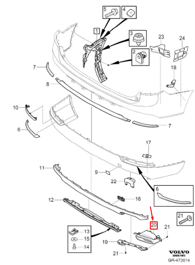 VOLVO XC90 II MK2 Rear Right Side Exhaust Tailpipe Trim 31690661 NEW ...