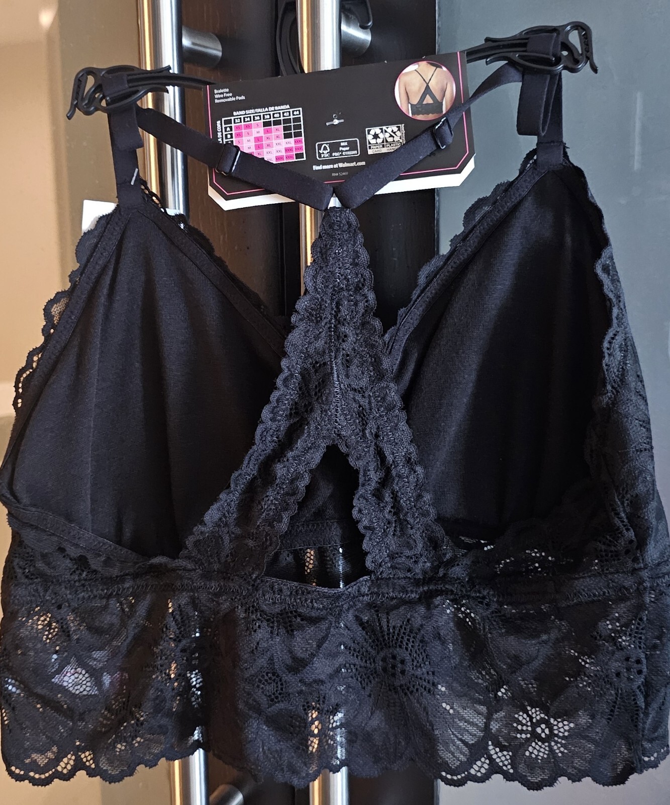 Black Lace Racerback Adjustable Straps Bralette Wireless Nwt XL | eBay