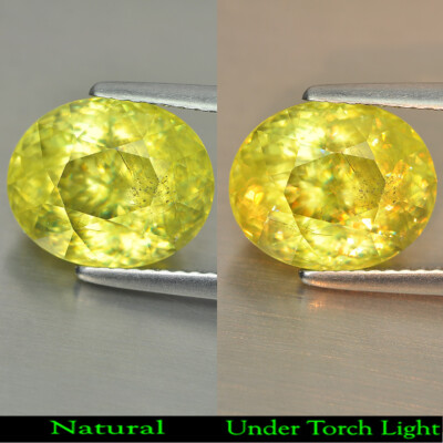 Multi Color Sphene 5.61 Ct. Oval Shape 11.5 x 9.5 Mm. Natural Gemstone ...