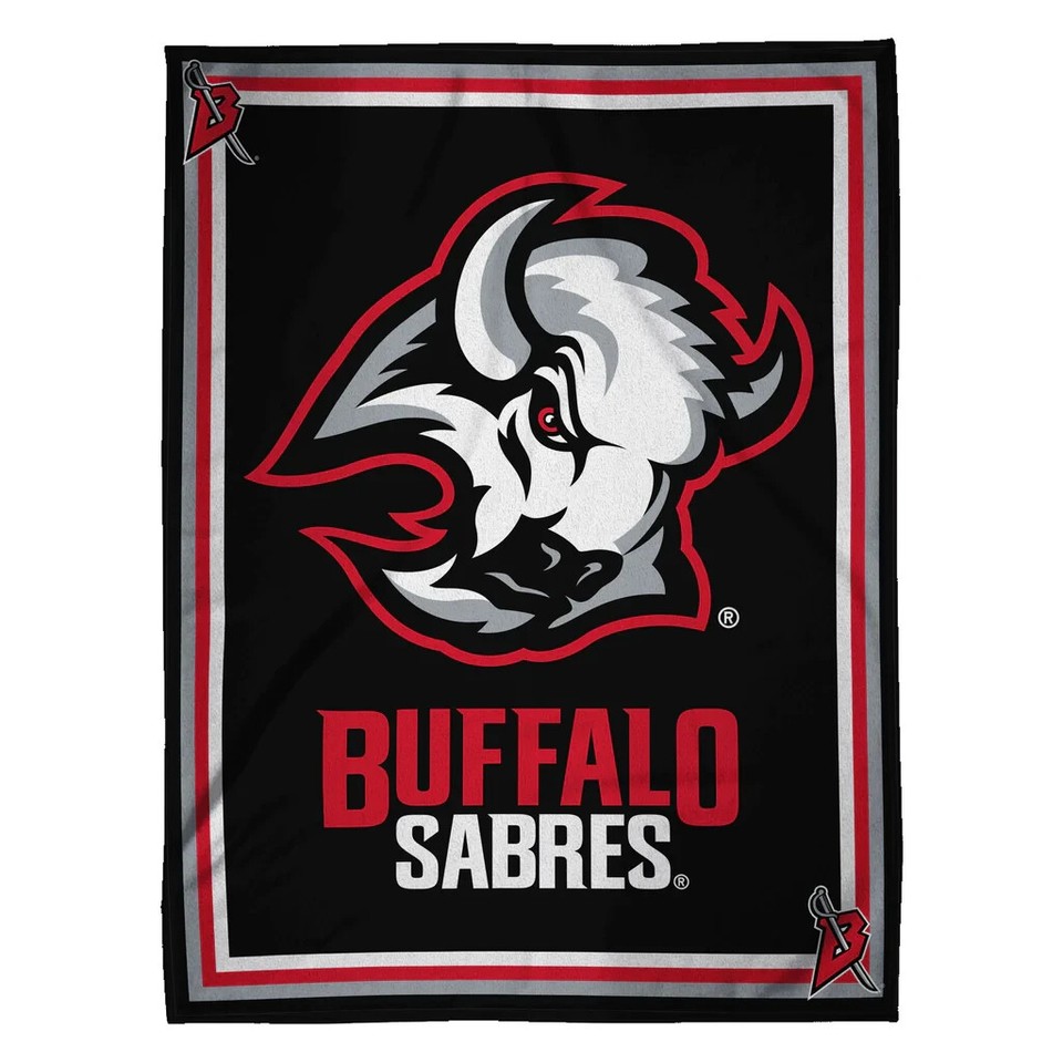Sleep Squad Buffalo Sabres Goat Head Logo 60” x 80” Raschel Plush ...