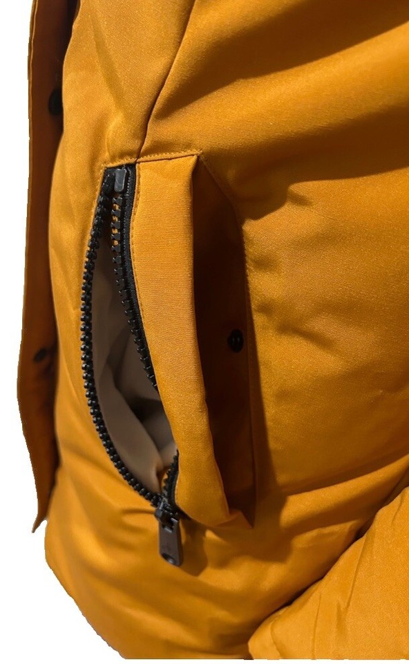 NWT Sam Edelman Golden Yellow Faux Fur Removable Hooded Down Jacket ...