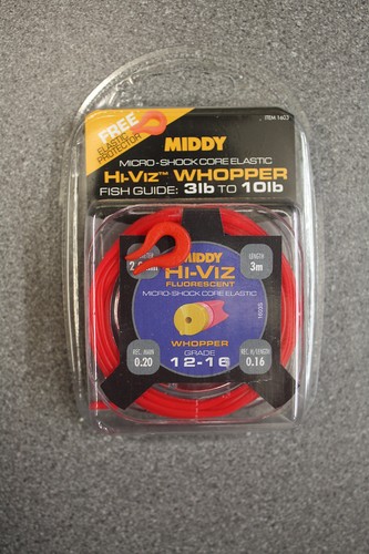 Middy Hi-viz Shock Core Hollow Pole Fishing Elastic 3m Spool 12-16 Red ...