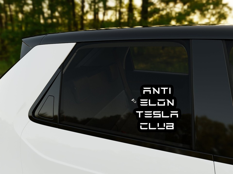 ANTI ELON TESLA OWNERS CLUB 2 PACK BUMPER STICKERS CRAZY MUSK MODEL 5 ...