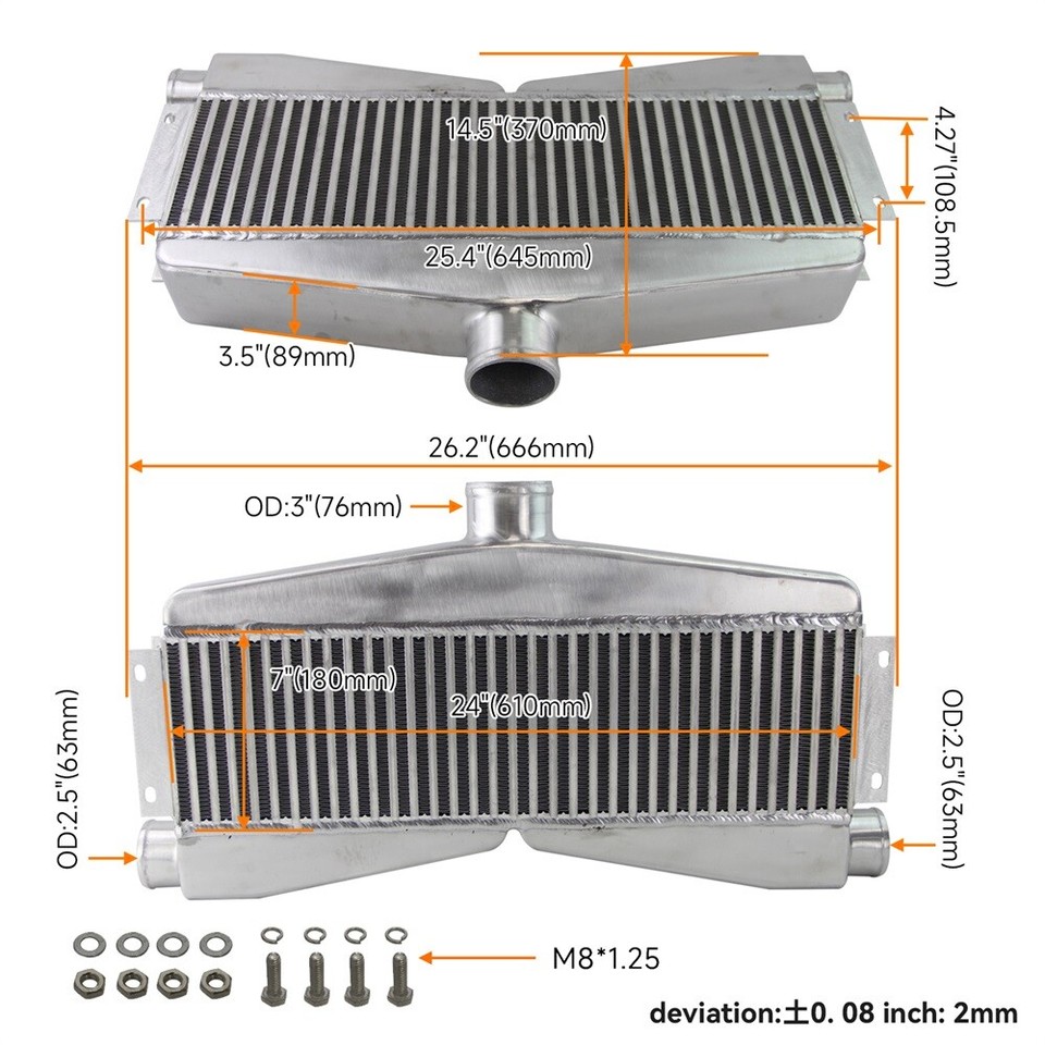 Universal FMIC Bar & Plate Twin Turbo Intercooler Custom (2 In /1 Out ...