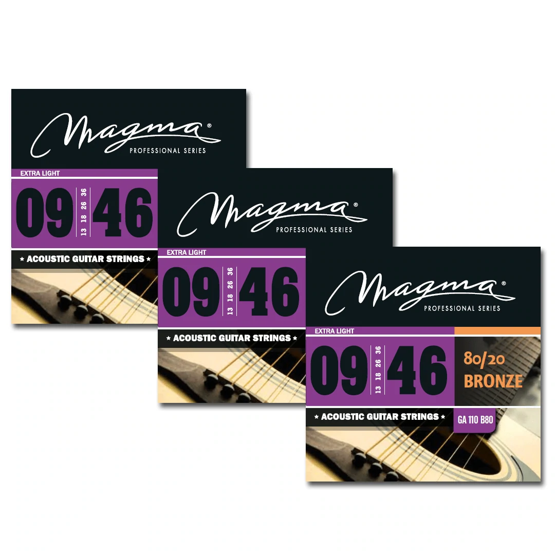 Magma Acoustic Guitar Strings Extra Light Gauge 80/20 Bronze Set, .009 - .046 (G | eBay