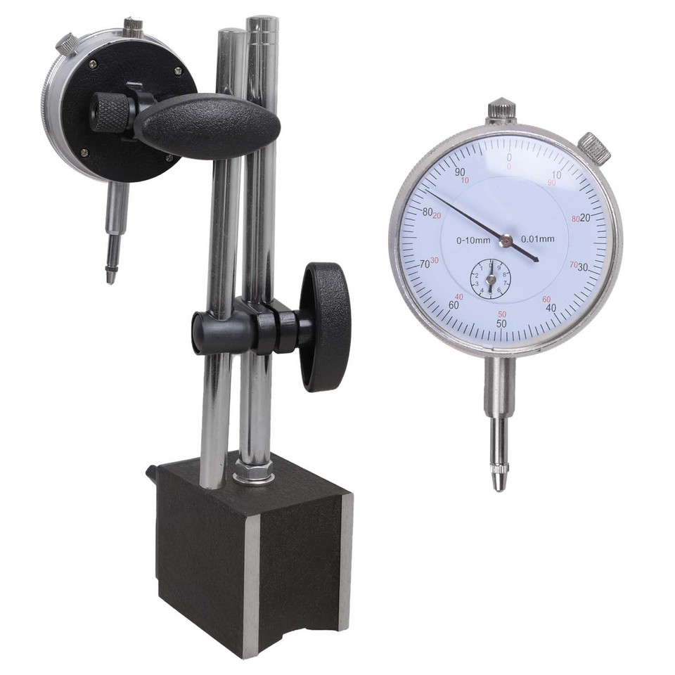 Dial Test Indicator DTI Gauge + Magnetic Base Stand Metric Precision ...