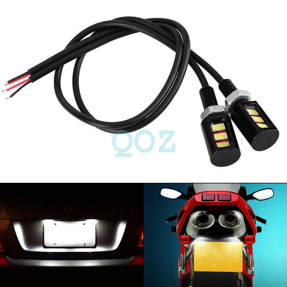 2x 5630 LED 3-SMD License Number Plate Light Screw Bolt Bulbs 12V Car ...