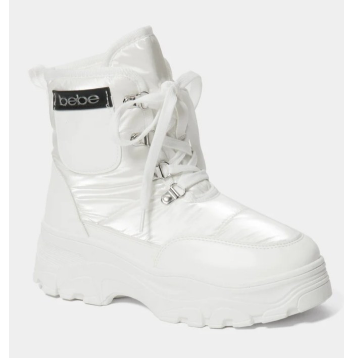 NEW BEBE SIZE 8.5 Jadah White Water-Resistant Lace Up Boots Deluxe ...