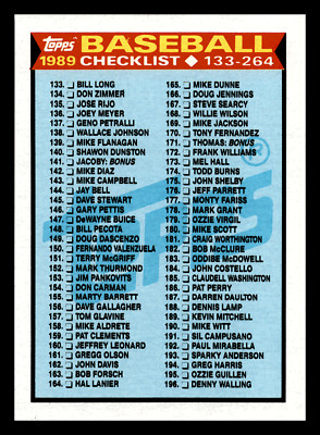 1989 Topps Checklist: 133-264 CL Checklist #258 NM-MINT | eBay