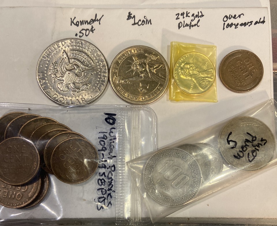 27pc Coin Starter Set Pennie’s, Nickels, Gold Plated Coin, Silver Coin ...