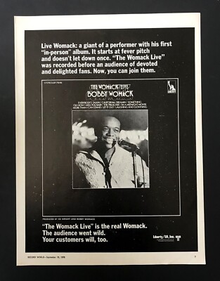 Bobby Womack The Womack Live 1970 Short Print Small Poster Type Ad ...