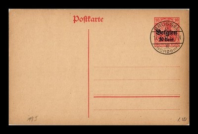 Dr Jim Stamps Deutsches Reich 10pf Belgium 10c Overprint Postal Card ...
