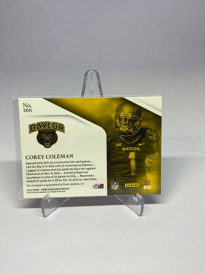 2016 Panini Prime Signatures Signature Cuts #/199 Corey Coleman Rookie ...