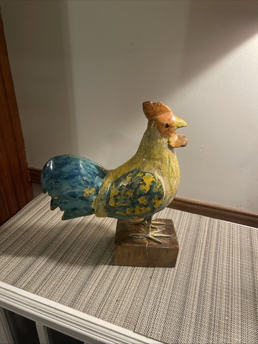 Wood Carved Distressed Primative Rooster 12x4 | eBay