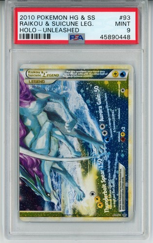 2010 Pokemon Unleashed Raikou Suicune Légende Bas #93 PSA 9 Mint ...