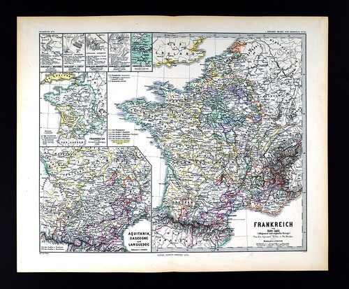 1876 Spruner Map - France 1180-1461 - Normandy Paris Aquitania Gascony ...