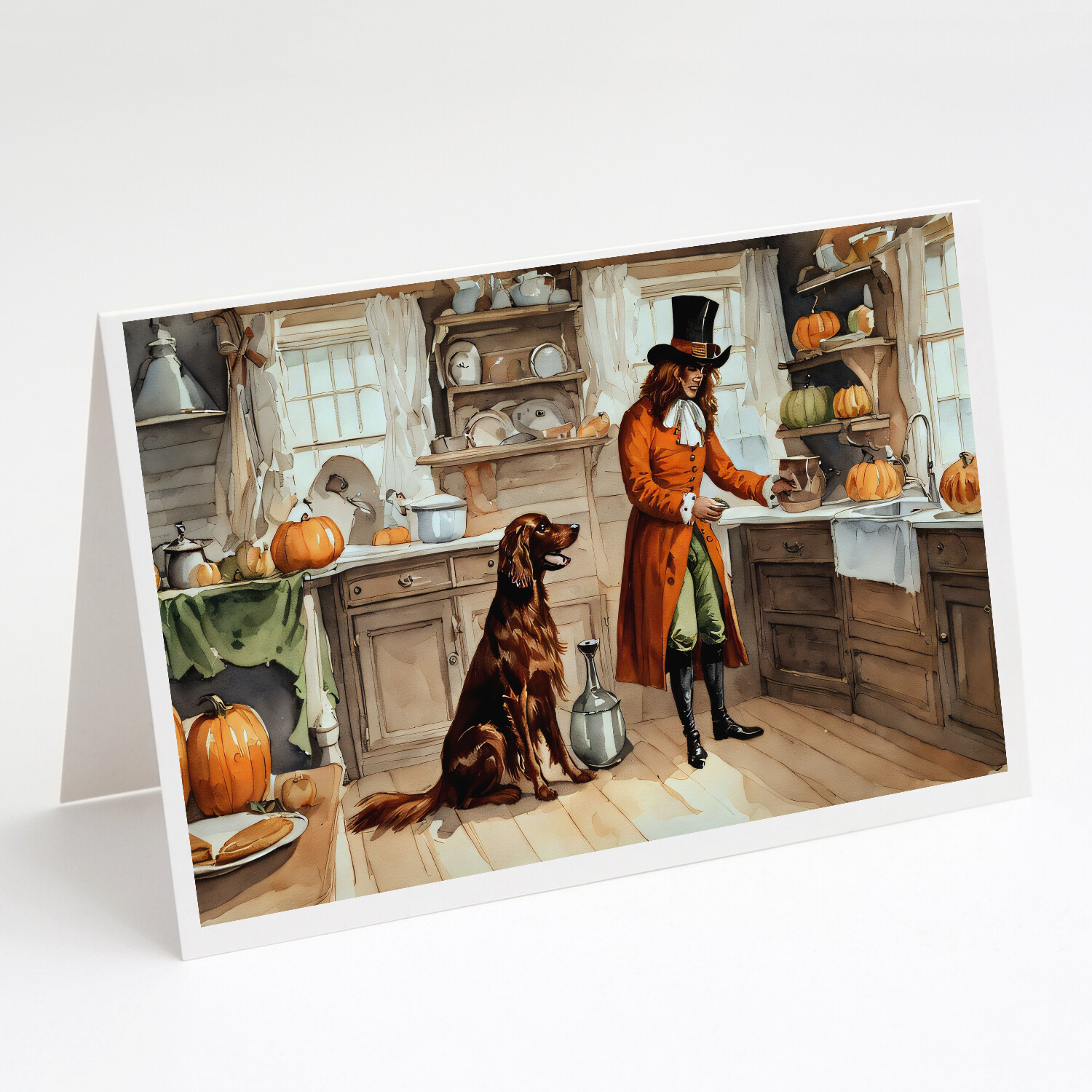 Irish Setter Fall Thanksgiving Pumpkins Greeting Cards Envelopes Pack ...