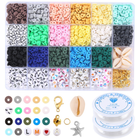 6mm 24 Grid Soft Ceramic Colored Circular Disc Bohemian Style DIY ...