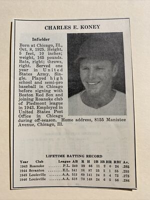 Chuck Koney Chick Genovese Louisville Colonels 1947 AA Minor Lg ...