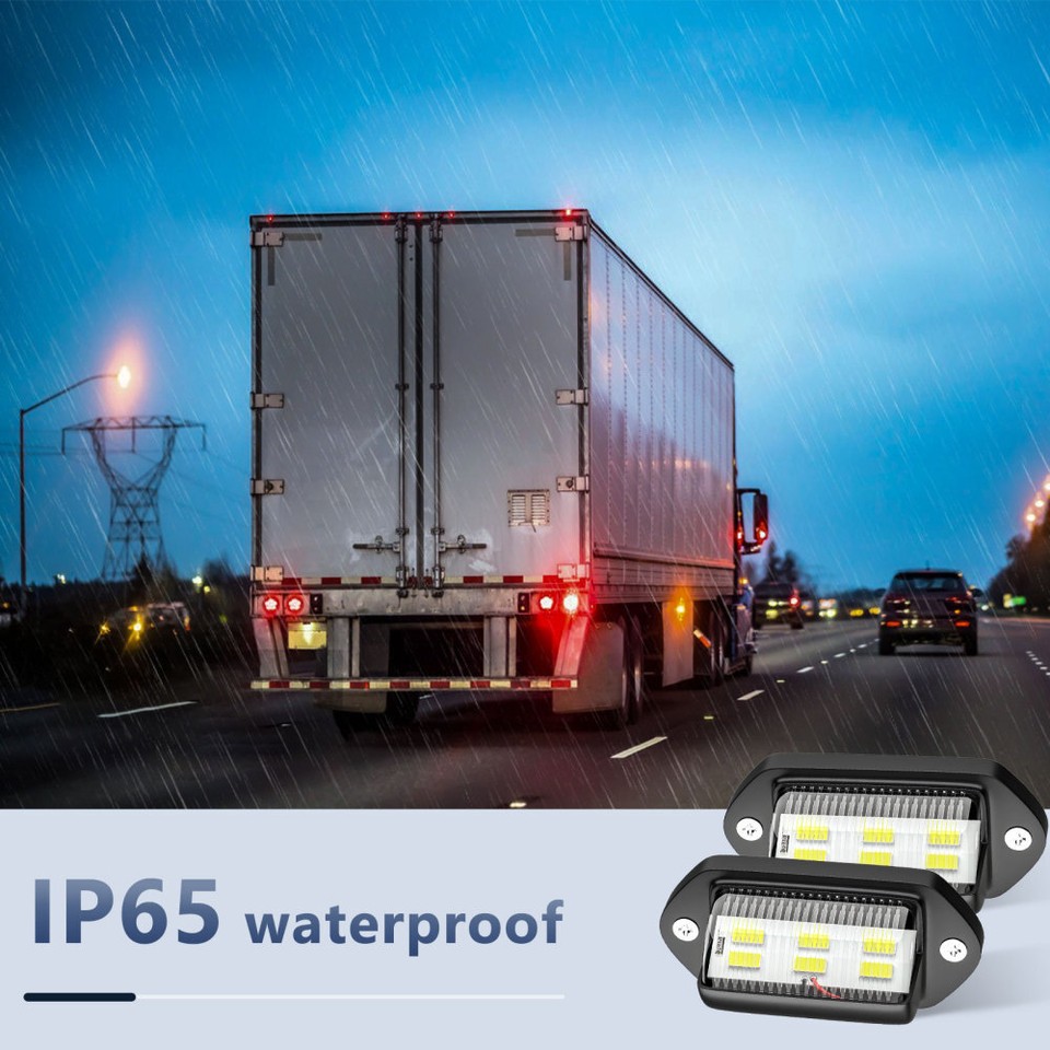 2× Universal LED License Plate Tag Light Lamp White For Truck Trailer ...