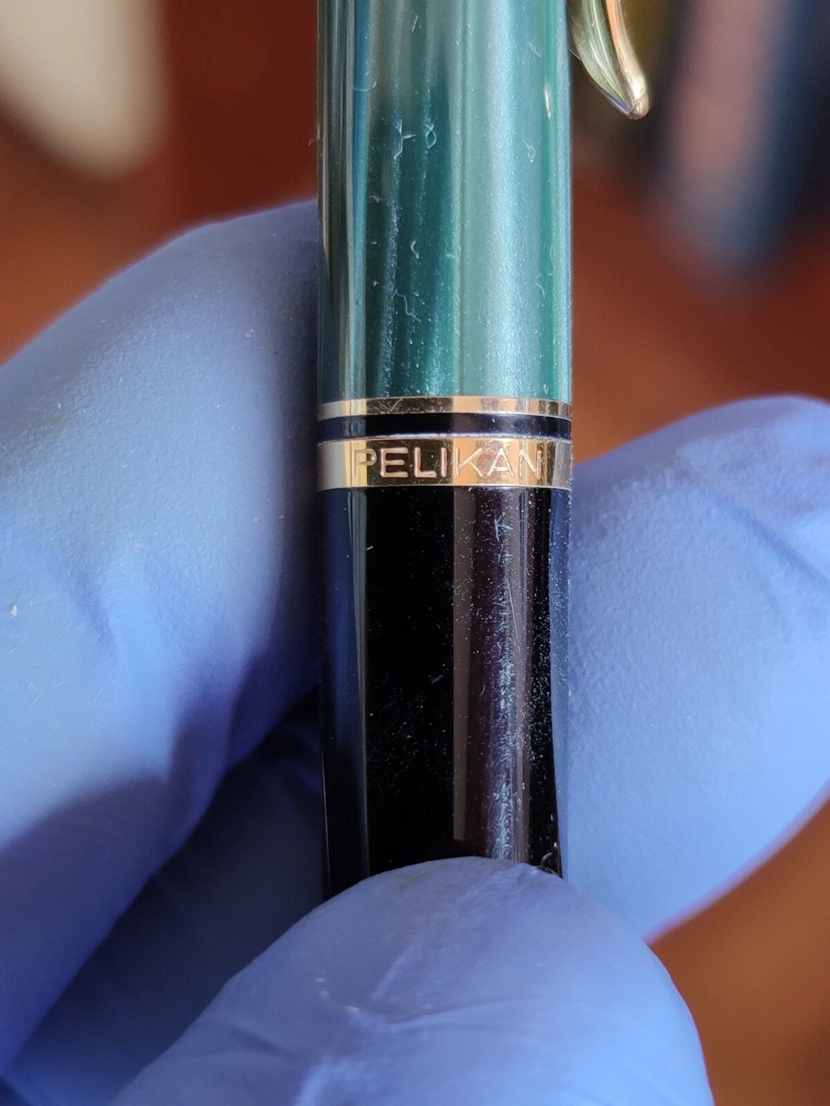 🔴PELIKAN Classic K200 Green Marble Black Ballpoint Pen with rare metal ...