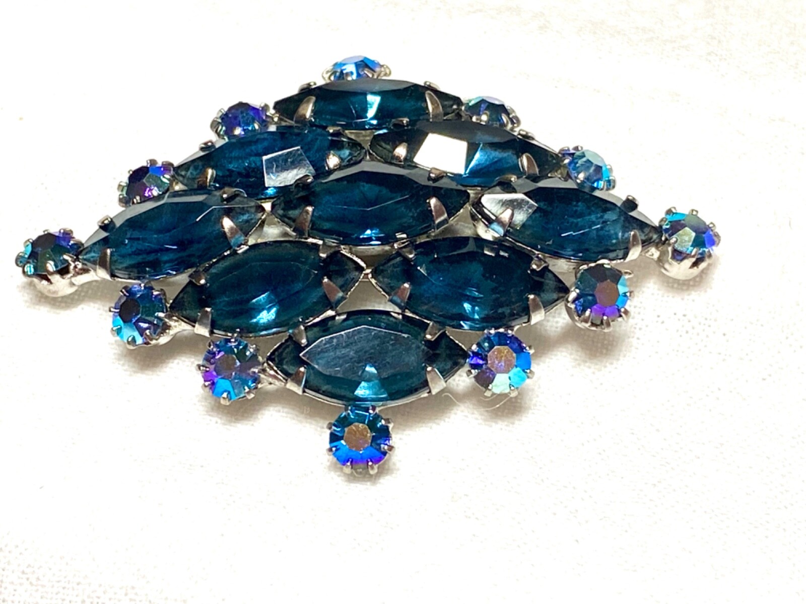 1950's brooch Navy blue Marquis cut rhinestones with … - Gem