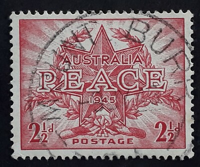 1946 Australia 2 1/2d Scarlet Peace&Victory Stamp-MOUNT BURR S.A ...