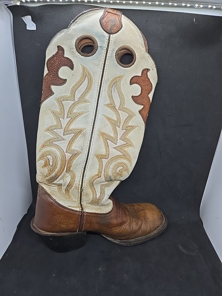 Tony Lama Womens Buckaroo 3R Tall Western Boots White Leather Cowgirl ...