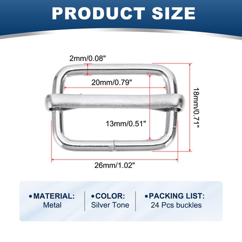 0.8 Inch Slide Buckle, Metal Adjustable Tri-Glide Strap(1.04x0.72 Inch ...