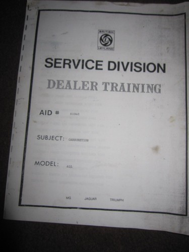 1976 JAGUAR XJ6 MGB TRIUMPH SPITFIRE TR6 TR7 STROMBERG DEALER TRAINING AID S1040 | eBay