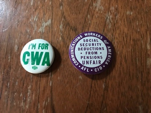 Lot 2 vintage CWA labor union buttons | eBay