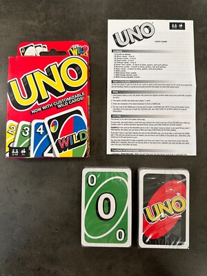 New Mattel UNO Wild Card Original Game With 4 Customizable Wild Cards ...