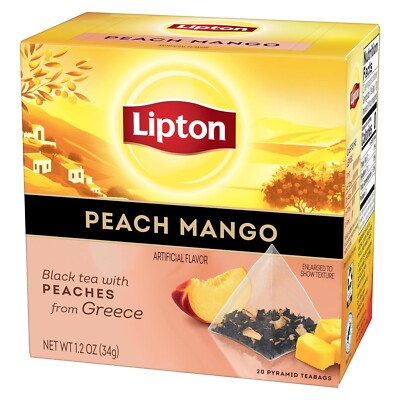 Lipton Black Tea Peach Mango, Pyramid Bags, Flavored Teabags 20 Bags | eBay