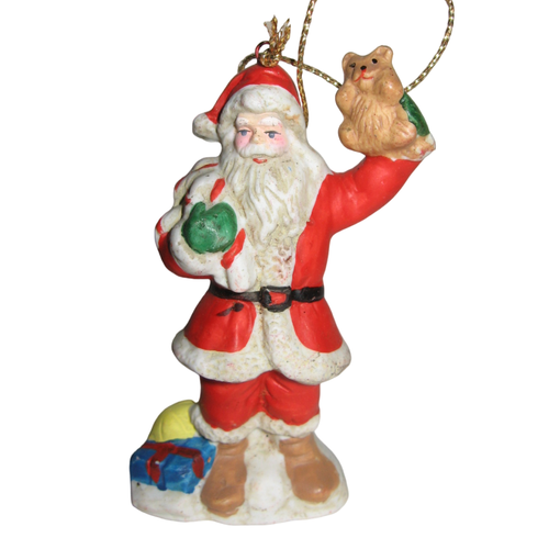 VTG Russ Santa Claus Christmas Ornament Holding Teddy Bear with ...
