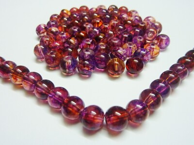 100 pce Maroon Red Baking Painted Round Glass Beads 8mm Jewellery ...