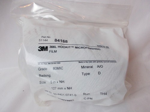 3M 51144-84168 Hookit Microfinishing Film Type D Disc 5"x NH 80 Micron ...