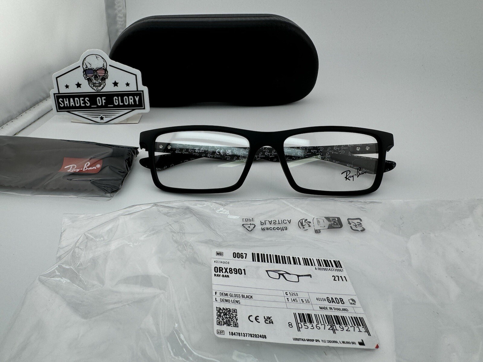 RAY-BAN RB8901 5263 DEMI GLOSS BLACK EYEGLASSES FRAMES AUTHENTIC 55MM ...