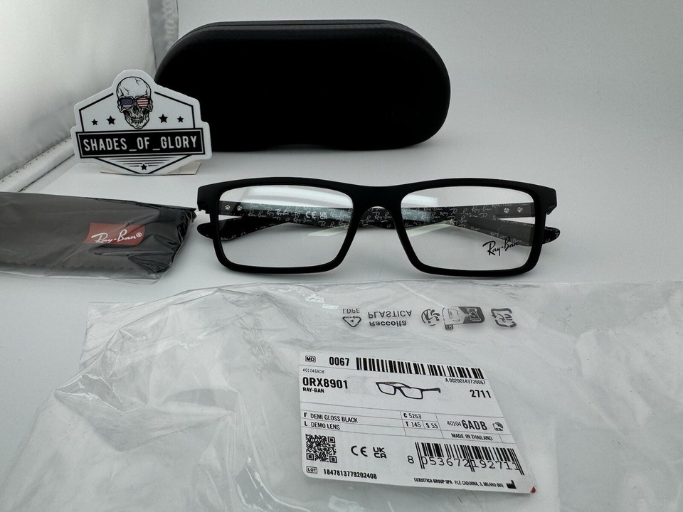 RAY-BAN RB8901 5263 DEMI GLOSS BLACK EYEGLASSES FRAMES AUTHENTIC 55MM ...