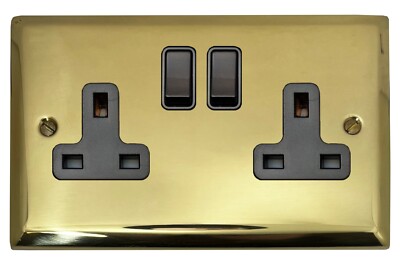 G&H SB10B Spectrum Plate Polished Brass 2 Gang Double 13A Switched Plug ...