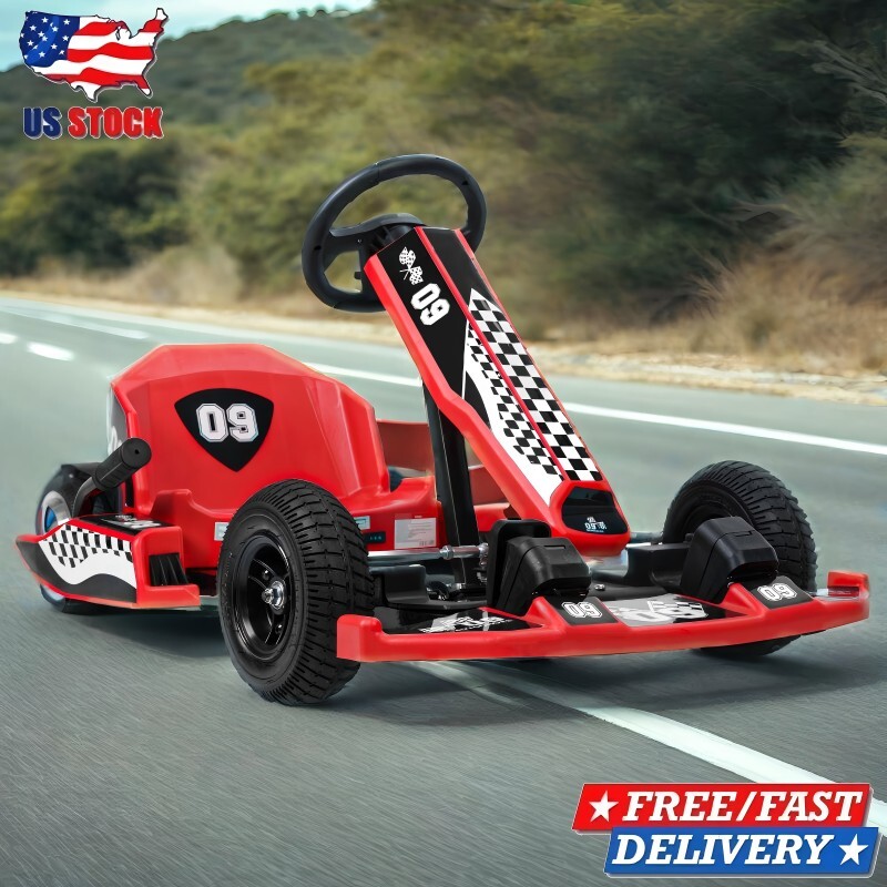 187LBS (42.5kg) Red Go Kart, 36V Electric Go Kart for Kids, 16 MPH ...