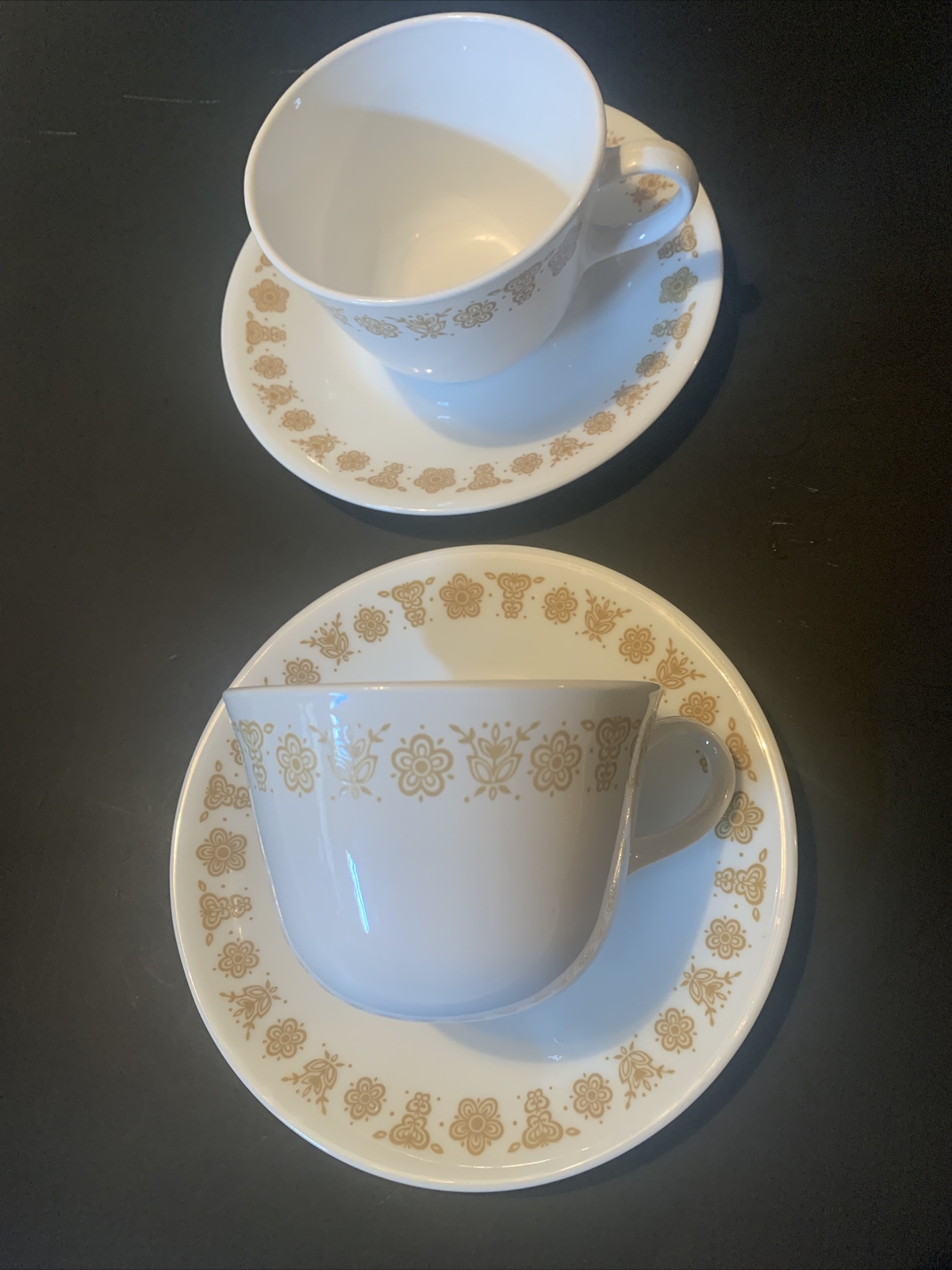 Corelle Cups & Saucers. Butterfly Gold. Vintage Set Of 2. 4 Pieces. | eBay